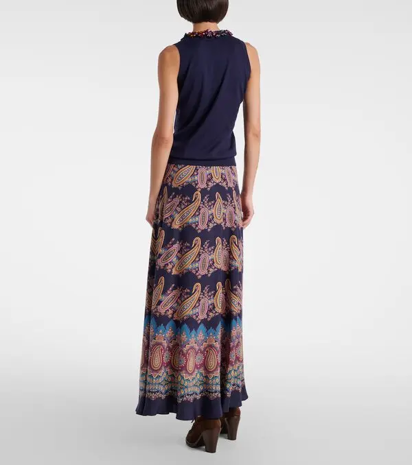 Etro Embellished Silk And Cashmere Top