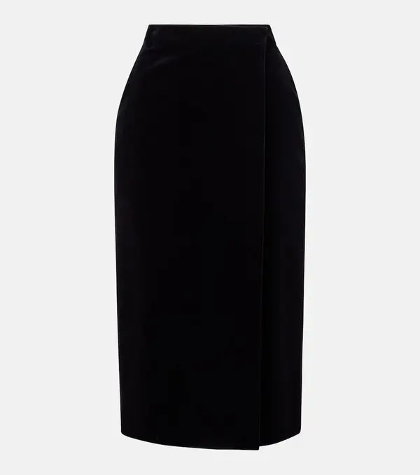 Saint Laurent Cotton Velvet Pencil Skirt - Black