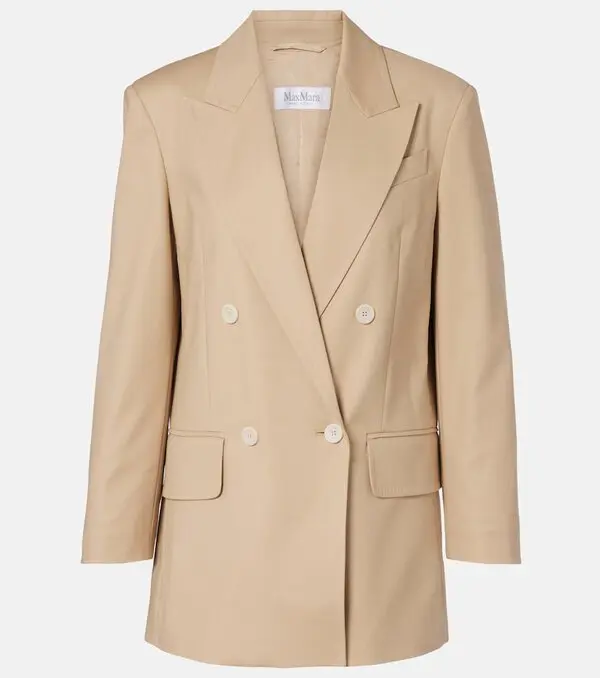 Max Mara Suez Double-breasted Cotton-blend Blazer - Beige