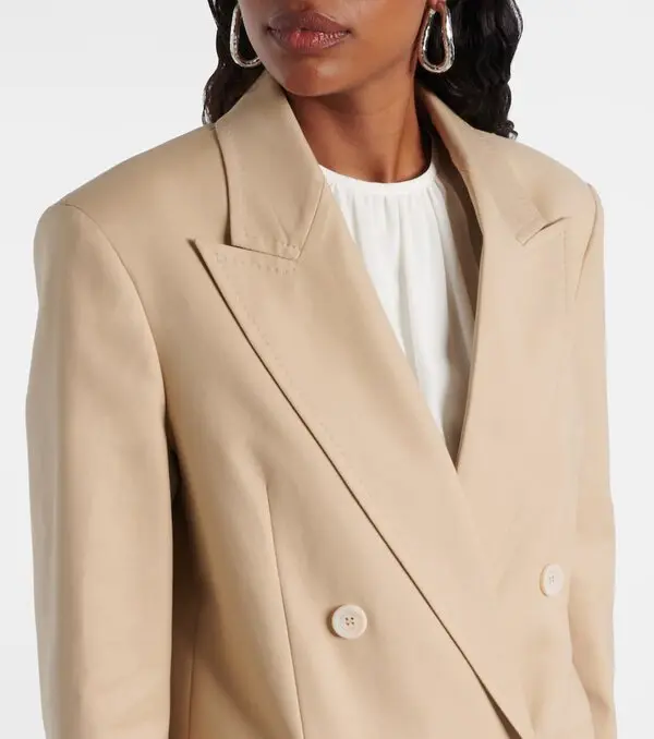 Max Mara Suez Double-breasted Cotton-blend Blazer - Beige