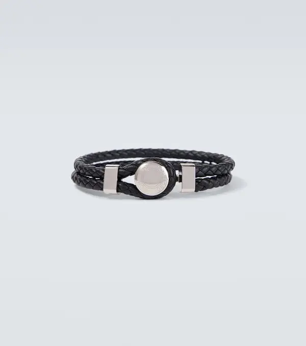 TOM FORD Logo Braided Leather Bracelet - Black