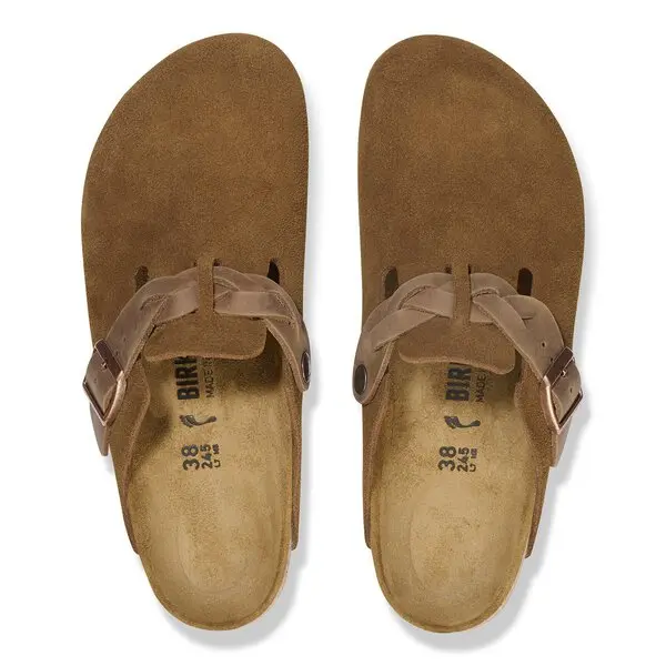 BIRKENSTOCK Boston Braided Suede Leather Clogs - Mink