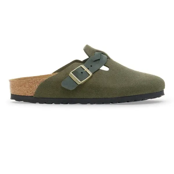 BIRKENSTOCK Boston Braided Suede Leather Clogs - Thyme