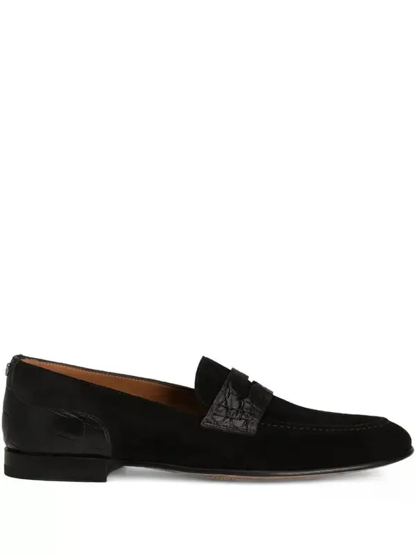 Dolce & Gabbana Suede Alligator-textured Loafers