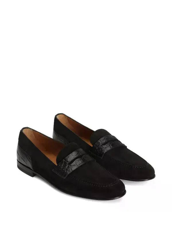 Dolce & Gabbana Suede Alligator-textured Loafers