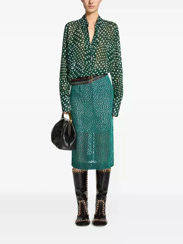 Dries Van Noten Devoré Spot-pattern Midi Skirt