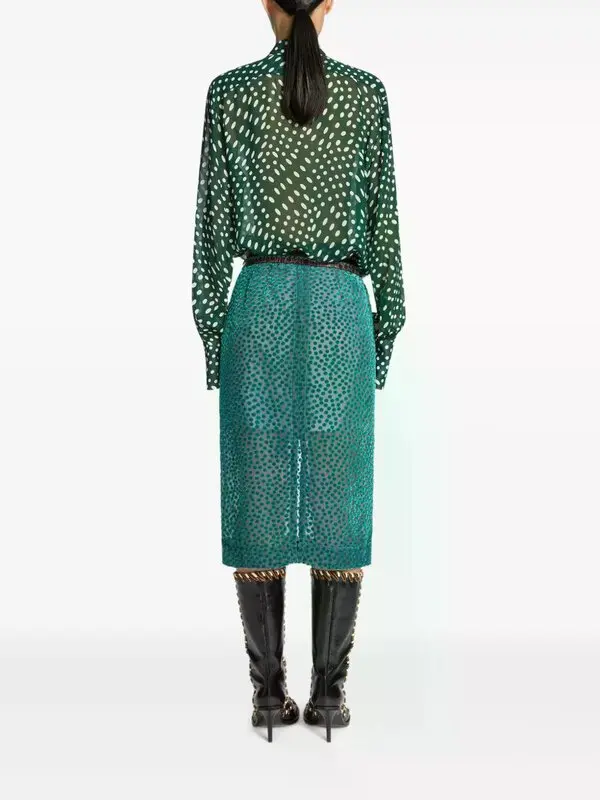 Dries Van Noten Devoré Spot-pattern Midi Skirt