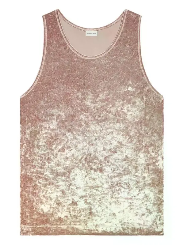 Dries Van Noten Velvet Crew Neck Tank Top - Pink
