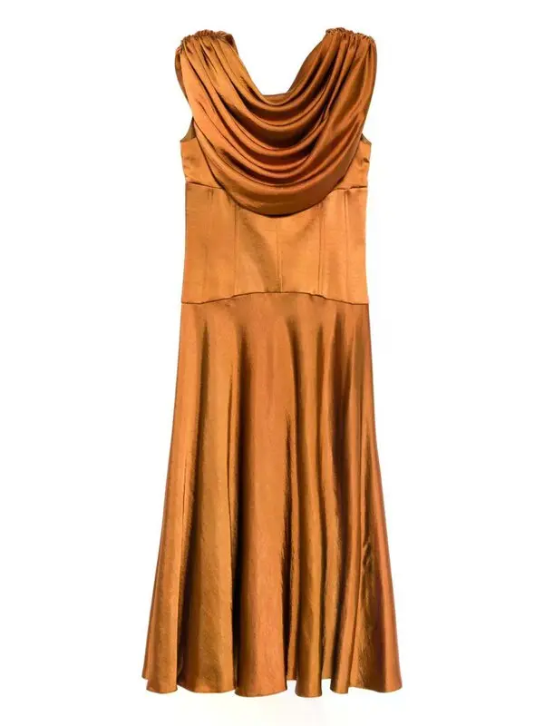 Amsale Draped Satin Midi Dress