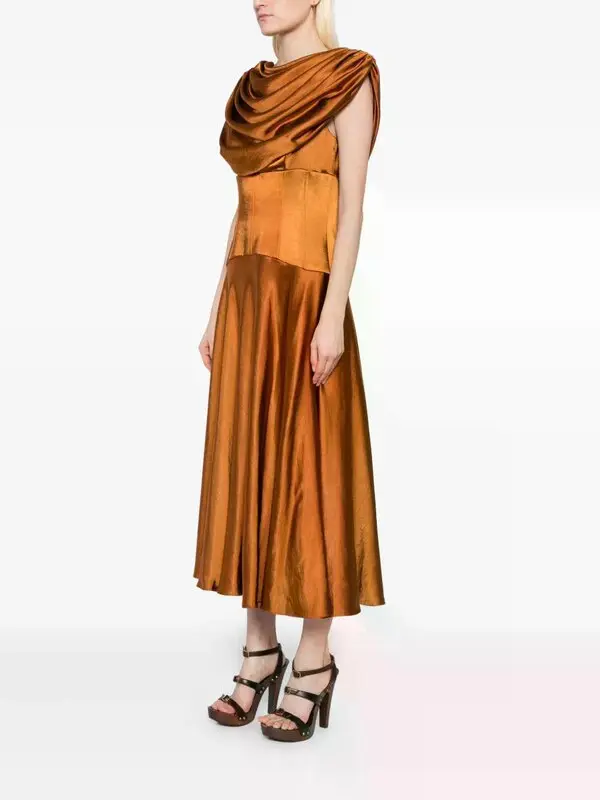 Amsale Draped Satin Midi Dress