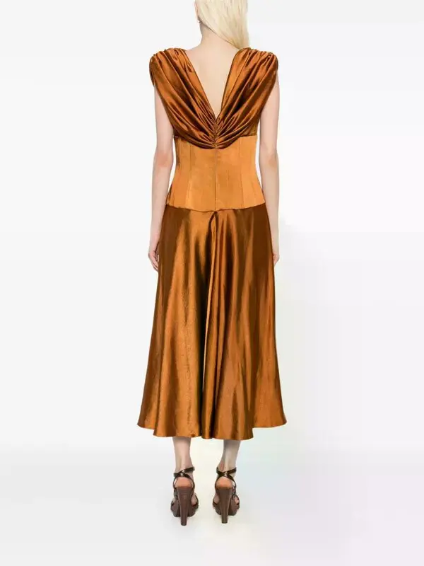 Amsale Draped Satin Midi Dress