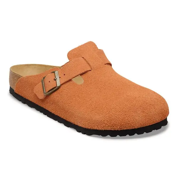 BIRKENSTOCK Boston Suede Clog - Dark Rust