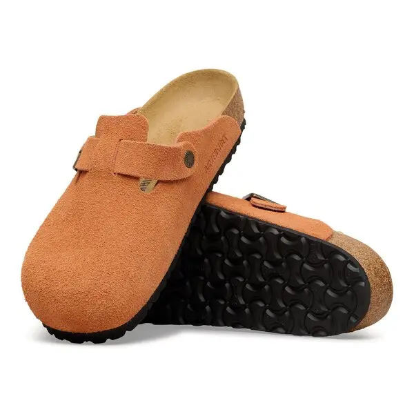 BIRKENSTOCK Boston Suede Clog - Dark Rust
