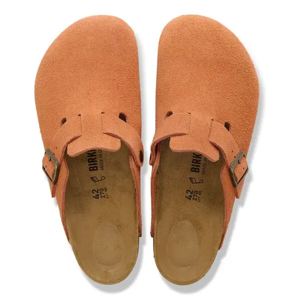 BIRKENSTOCK Boston Suede Clog - Dark Rust