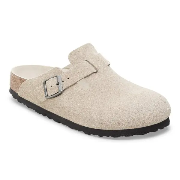 BIRKENSTOCK Boston Soft Footbed Suede Leather Clogs - Oyster Tonal