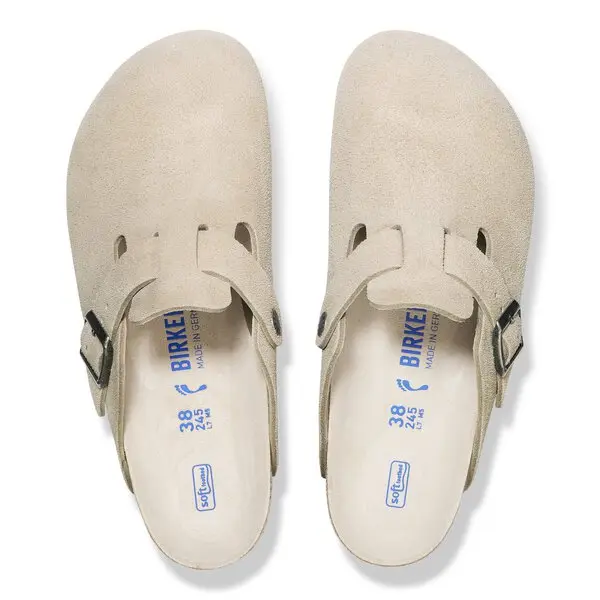 BIRKENSTOCK Boston Soft Footbed Suede Leather Clogs - Oyster Tonal