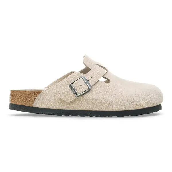 BIRKENSTOCK Boston Soft Footbed Suede Leather Clogs - Oyster Tonal