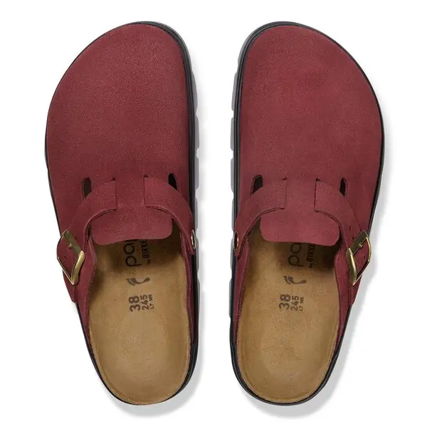 BIRKENSTOCK Boston Chunky Suede Clogs - Zinfandel