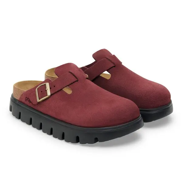 BIRKENSTOCK Boston Chunky Suede Clogs - Zinfandel