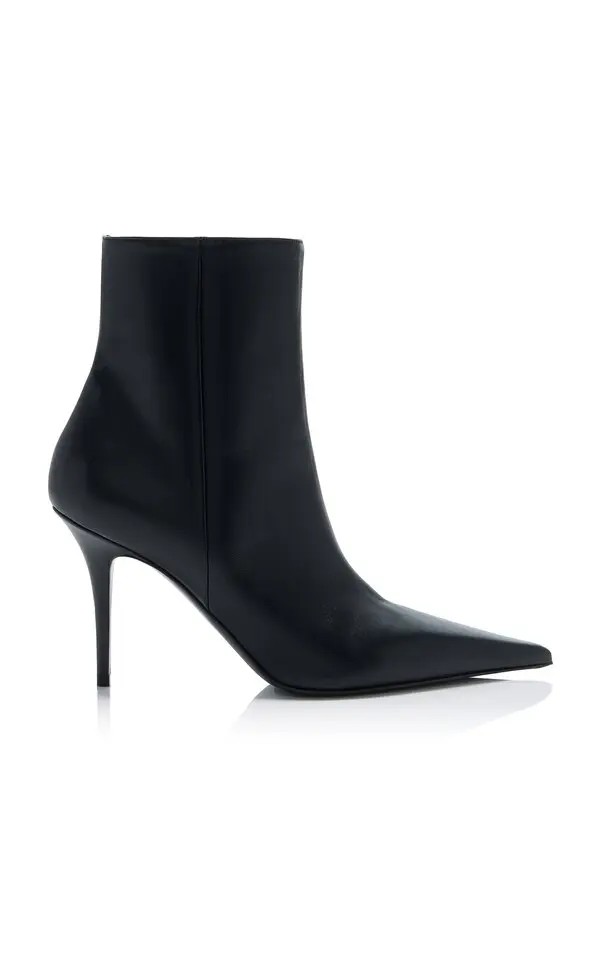 Amina Muaddi Barbara Leather Ankle Boots - Black