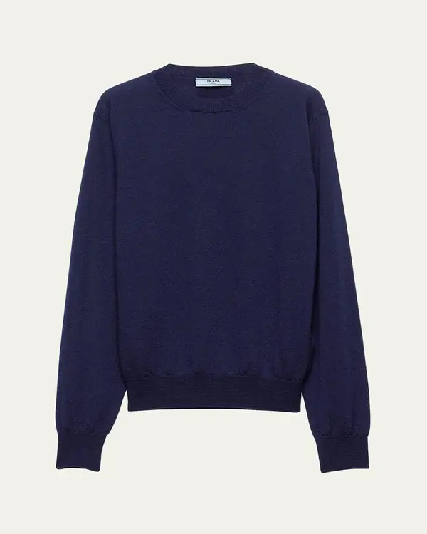 Prada Superfine Cashmere Knit Crewneck Sweater - Bleu