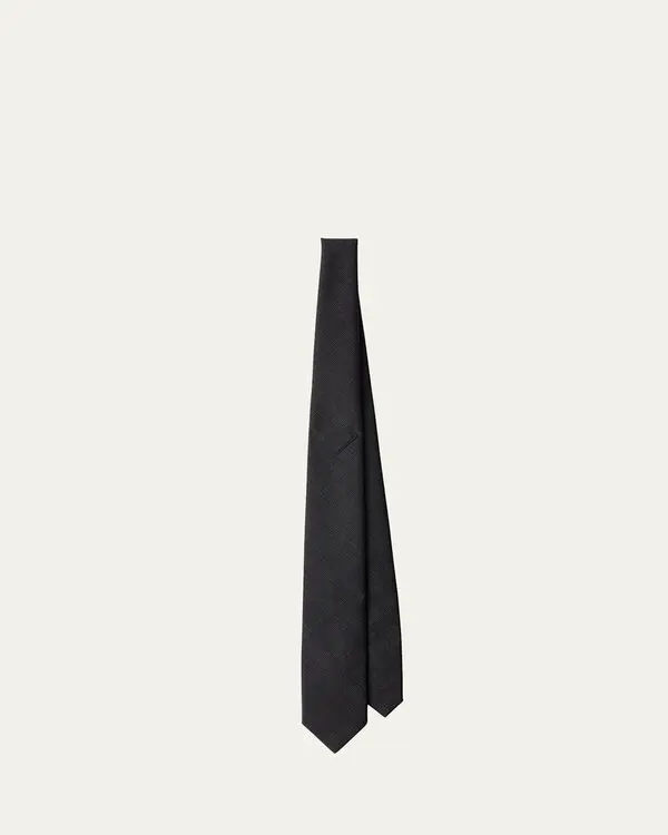 Prada Tonal Plaid Wool-blend Tie - Gray