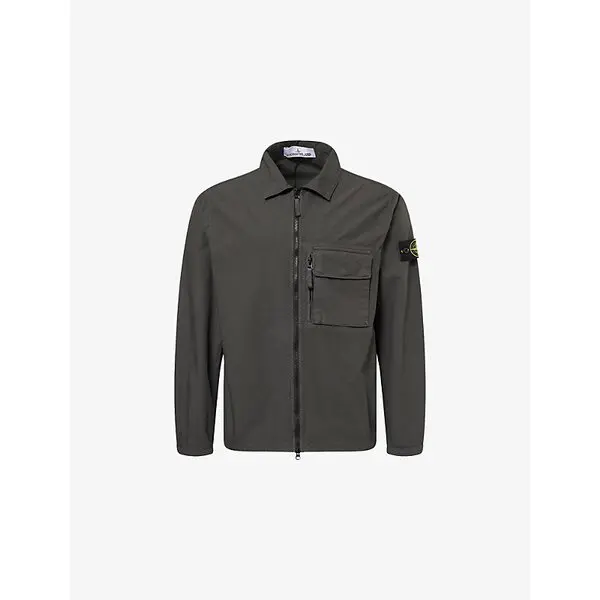 Stone Island Canvas Weave Logo-patch Cotton Jacket