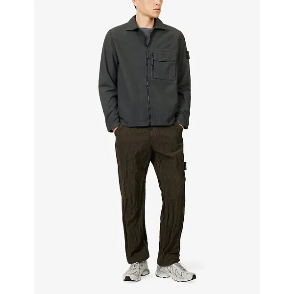 Stone Island Canvas Weave Logo-patch Cotton Jacket