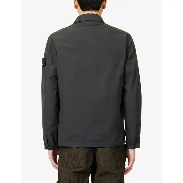 Stone Island Canvas Weave Logo-patch Cotton Jacket