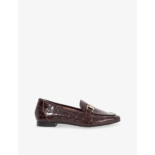 DUNE Grained Snaffle-trim Leather Loafers - Burgundy Croc Leather