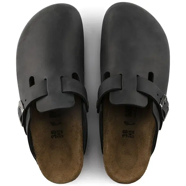 BIRKENSTOCK Boston Natural Leather Clogs - Black