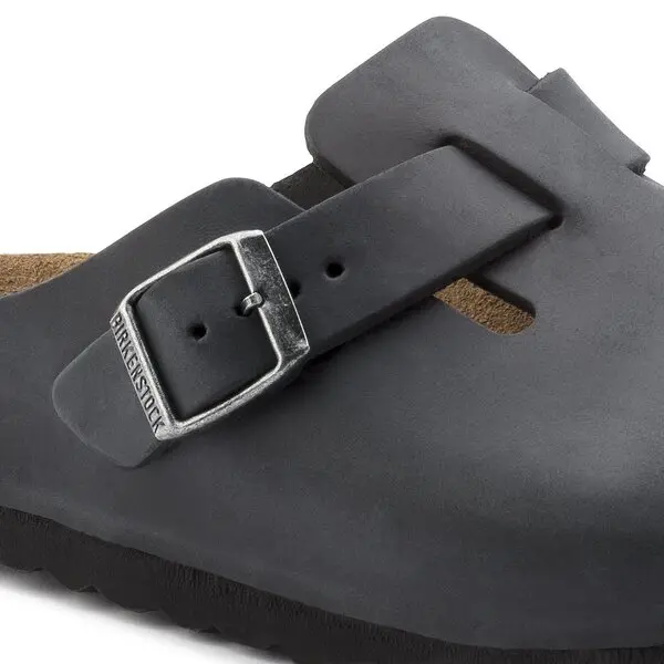 BIRKENSTOCK Boston Natural Leather Clogs - Black