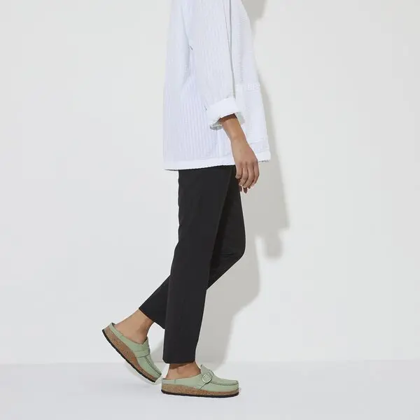 Birkenstock Buckley Nubuk Leather Clogs - Matcha | Editorialist display picture 3