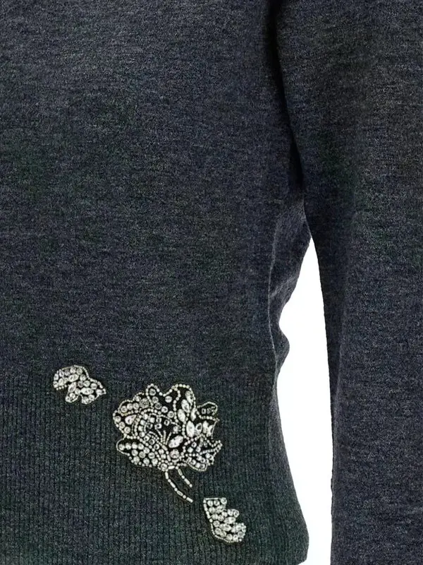 Erdem V-neck Embellished Sweater - Grey