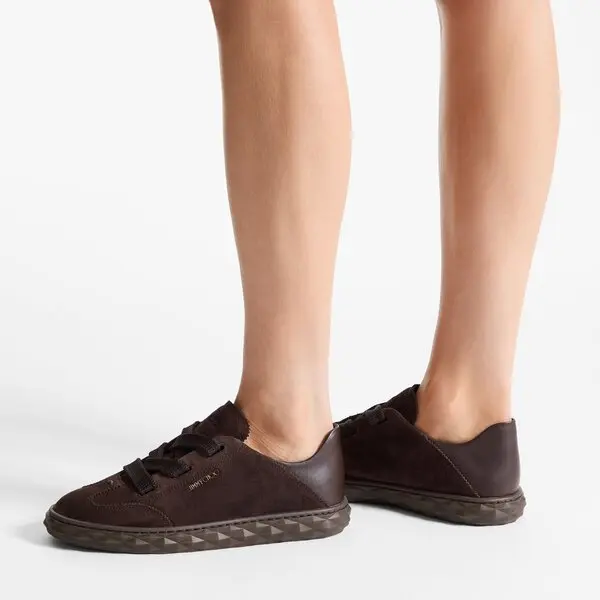 JIMMY CHOO Diamond Light Flex Suede And Leather Trainers - Chocolate