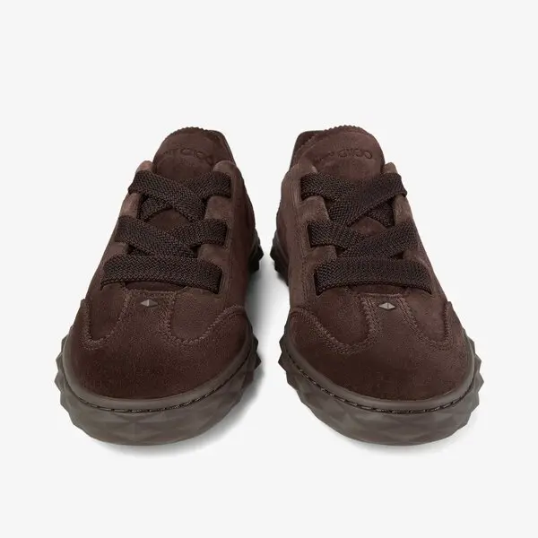 JIMMY CHOO Diamond Light Flex Suede And Leather Trainers - Chocolate