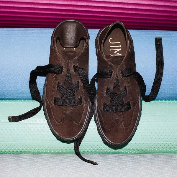 JIMMY CHOO Diamond Light Flex Suede And Leather Trainers - Chocolate