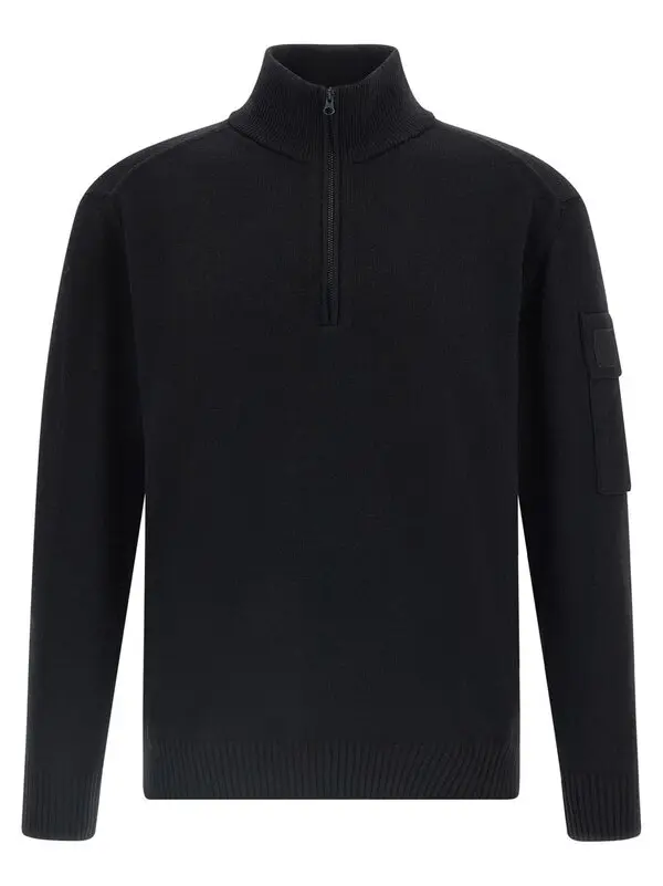 Buy C.P. COMPANY Half Zip Merino Wool Sweater - Black At 34% Off