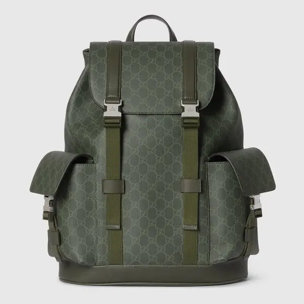 Gucci Gg Monogram Large Backpack - Green