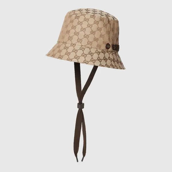Gucci Gg Canvas Bucket Hat With Tie - Beige