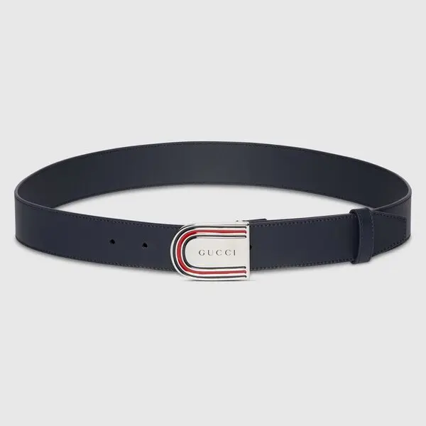 Gucci Belt With Enameled Web Detail Buckle - Blue