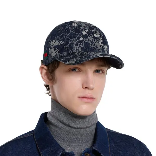 Gucci Gg Denim Baseball Cap With Web