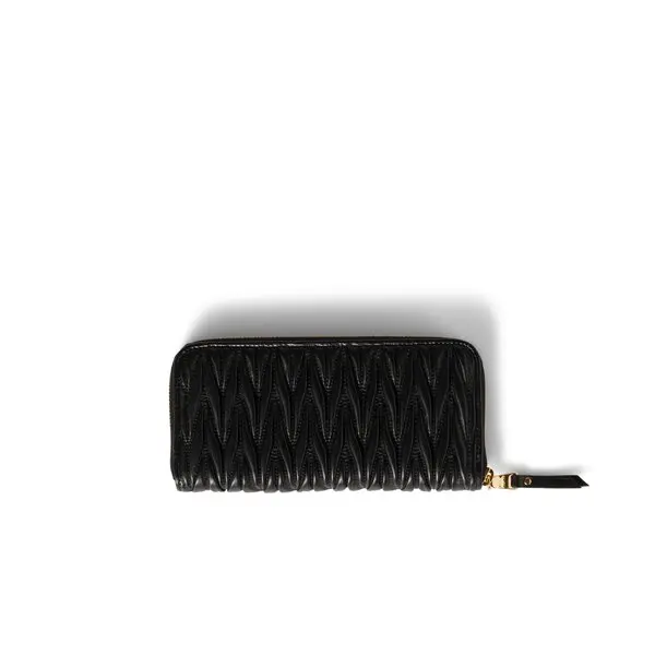 Miu Miu Large Matelassé Nappa Leather Wallet - Black