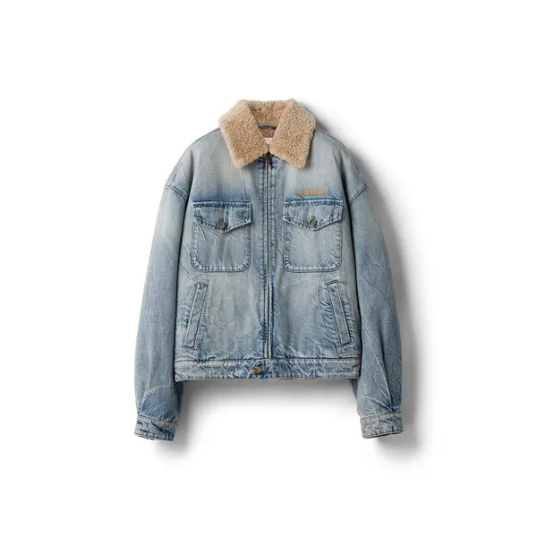 Miu Miu Denim And Shearling Trucker Jacket