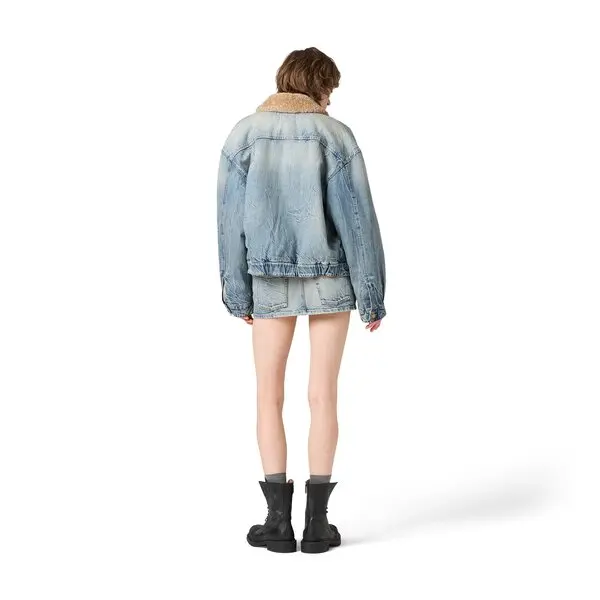 Miu Miu Denim And Shearling Trucker Jacket