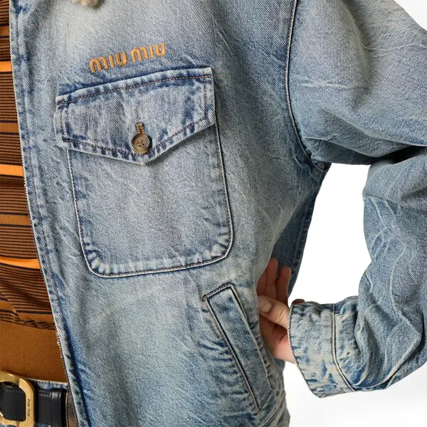 Miu Miu Denim And Shearling Trucker Jacket