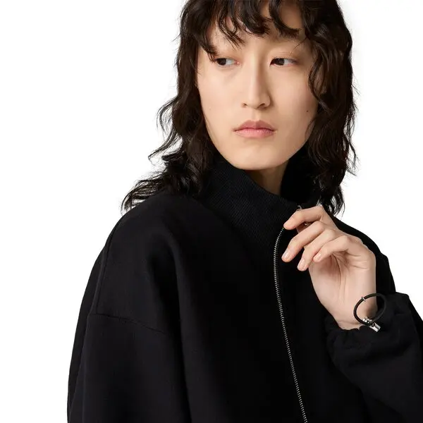 Miu Miu Cotton Fleece Zip-up Sweatshirt - Black