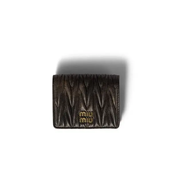 Miu Miu Small Matelassé Nappa Leather Wallet - Coffee