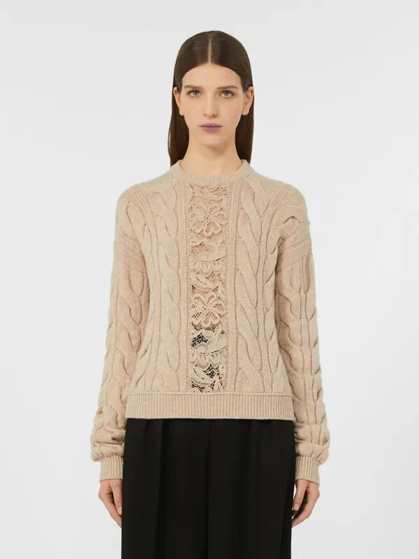 Max Mara Wool And Cashmere Jumper With Lace Insert