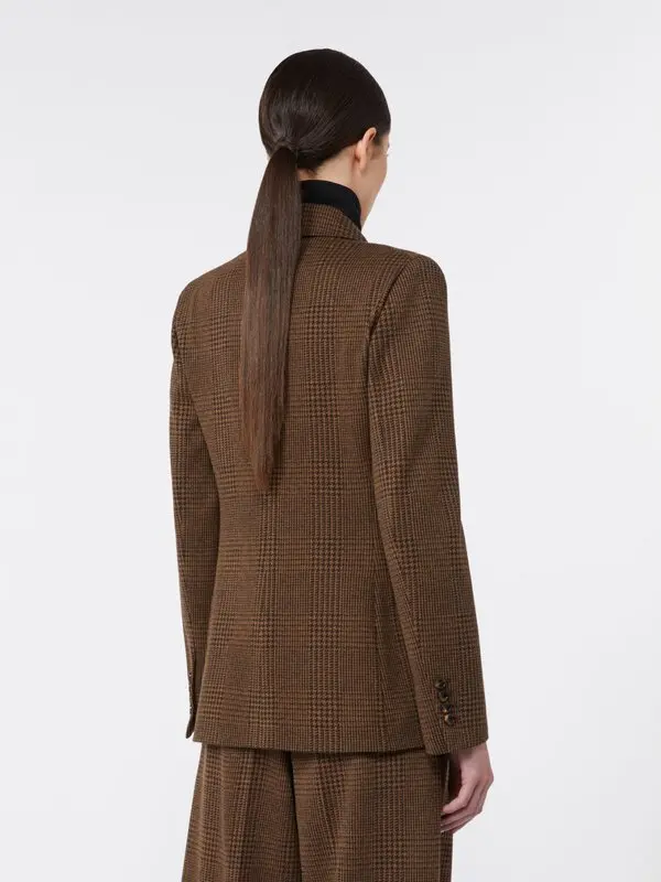 Max Mara Patterned Wool Blend Jersey Blazer - Chocolate